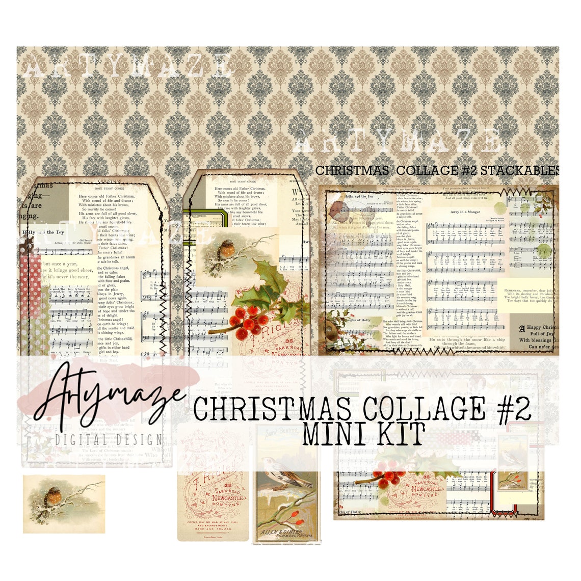 CHRISTMAS COLLAGE MINI Kit & More - Etsy