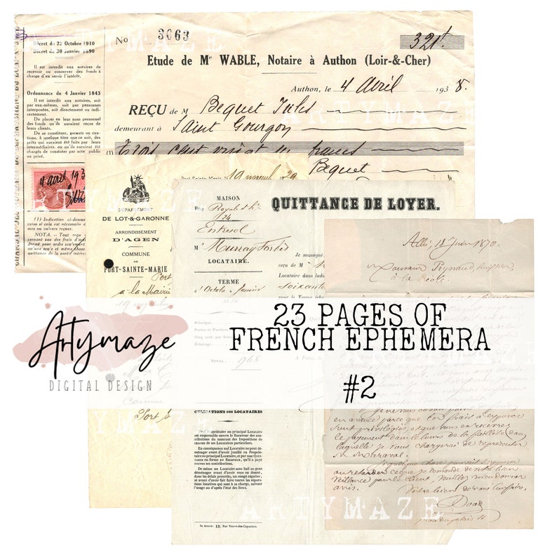 FRENCH EPHEMERA 2 From My Own Collection. French Printable - Etsy