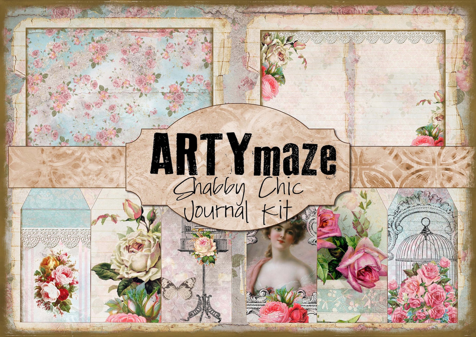 SHABBY CHIC Full Size Journal Kit INSTANT Download - Etsy