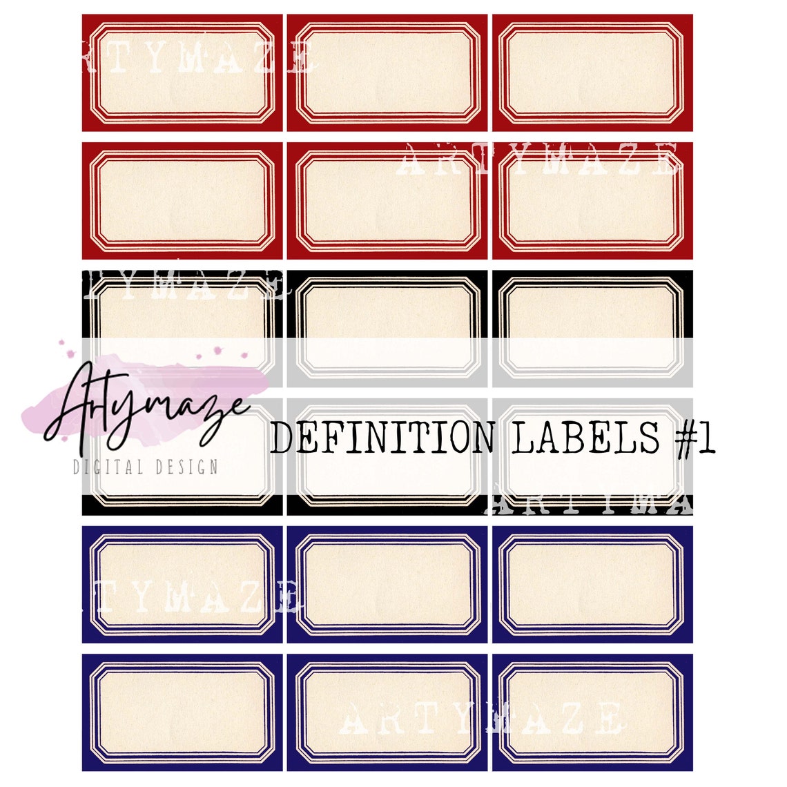 DEFINITION LABELS in 6 Colour Ways & Bonus Blank Labels Script - Etsy