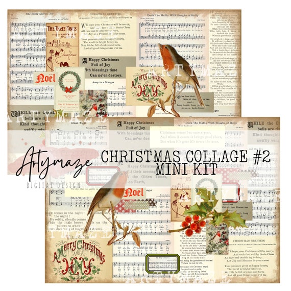 CHRISTMAS COLLAGE MINI Kit & More | Etsy