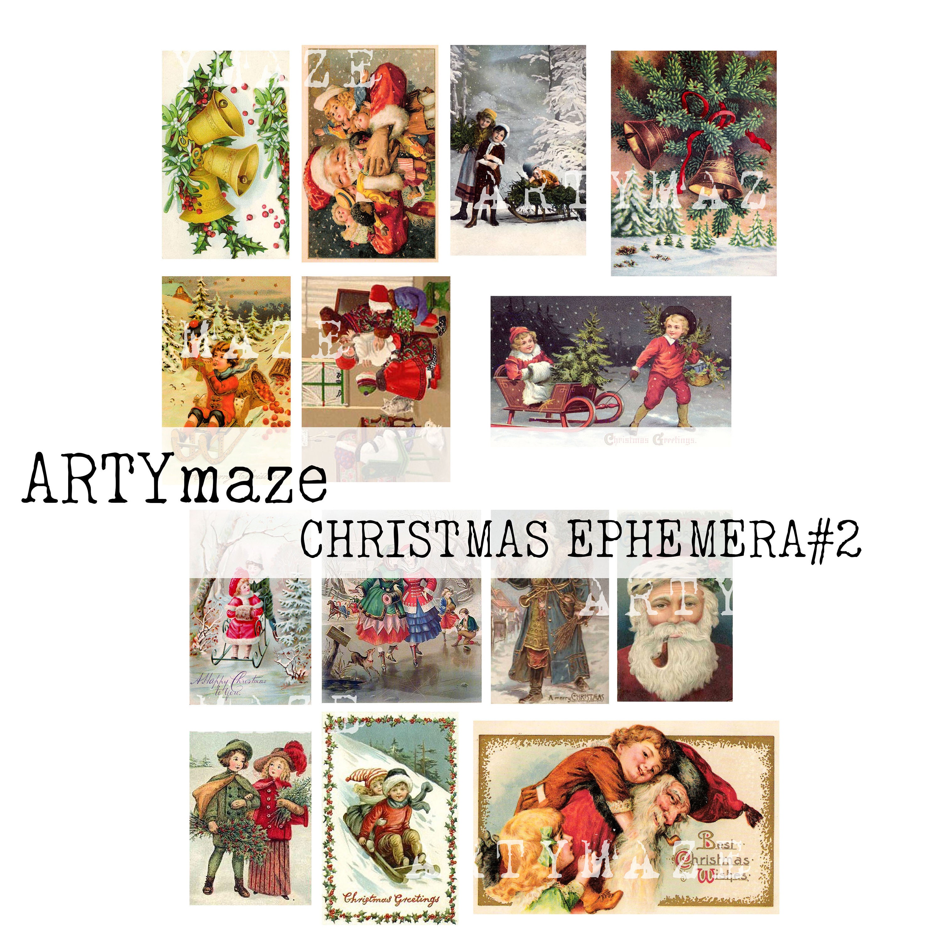 CHRISTMAS EPHEMERA 2 Various Sizes - Etsy