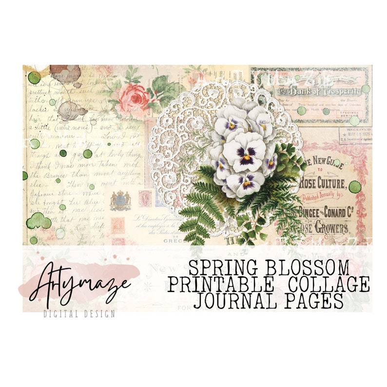 SPRING BLOSSOM LANDSCAPE Collage Papers Junk Journal Digital - Etsy