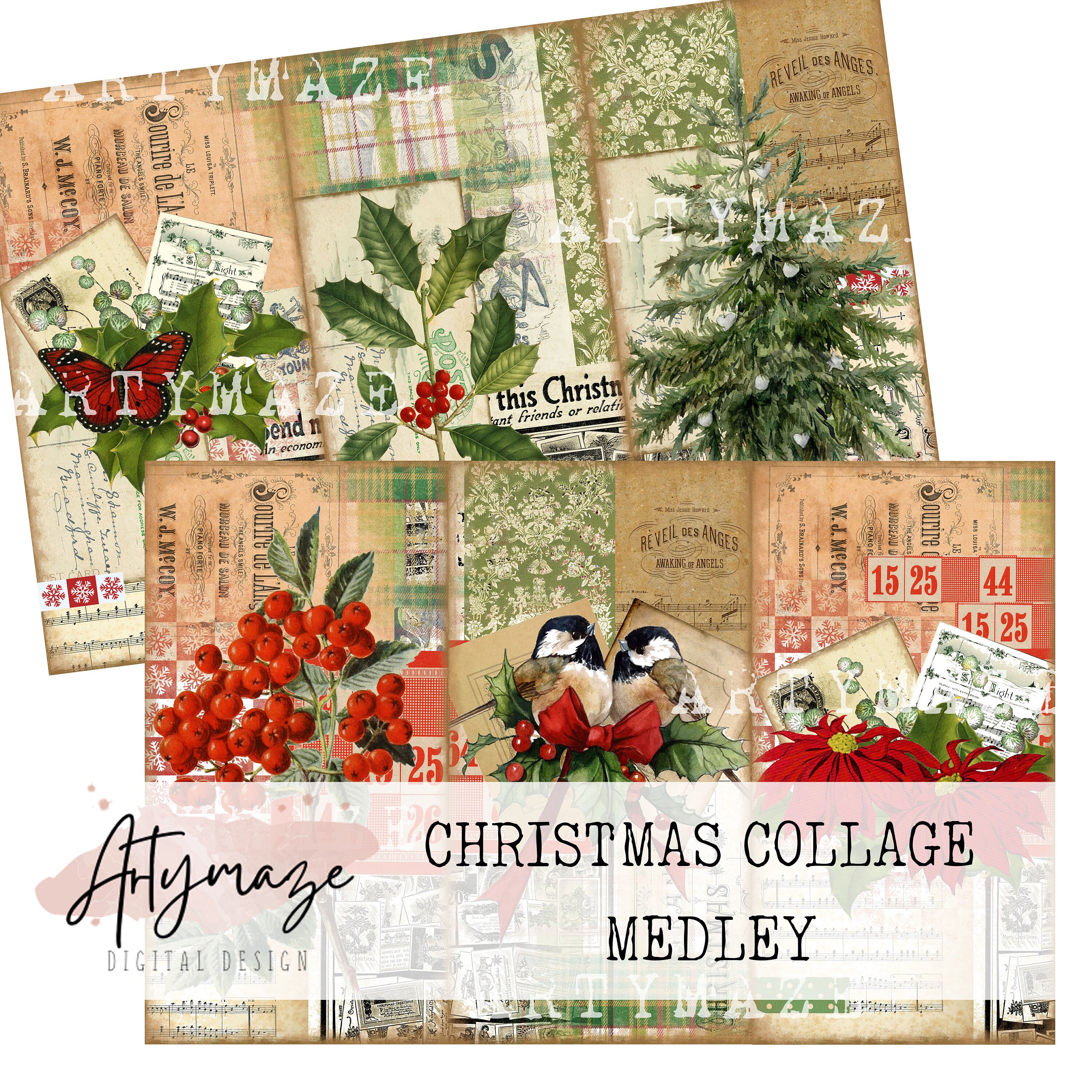 CHRISTMAS COLLAGE MEDLEY, Christmas Printable,christmas Digital ...