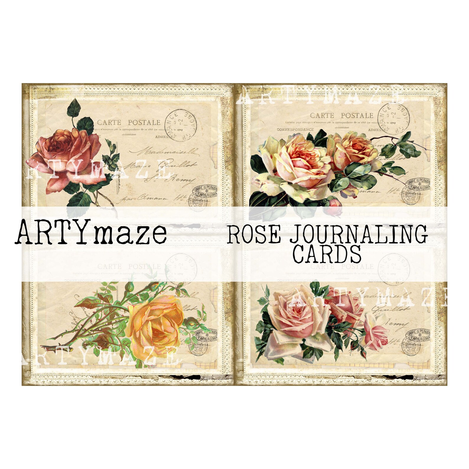 ROSE Themed Postcards & Journaling Cards | Etsy