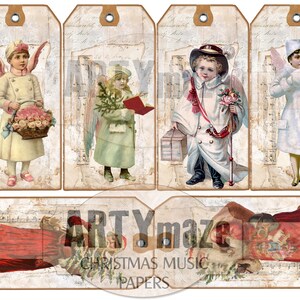 Printable VINTAGE CHRISTMAS MUSIC Papers & Bonus Tags Artymaze - Etsy