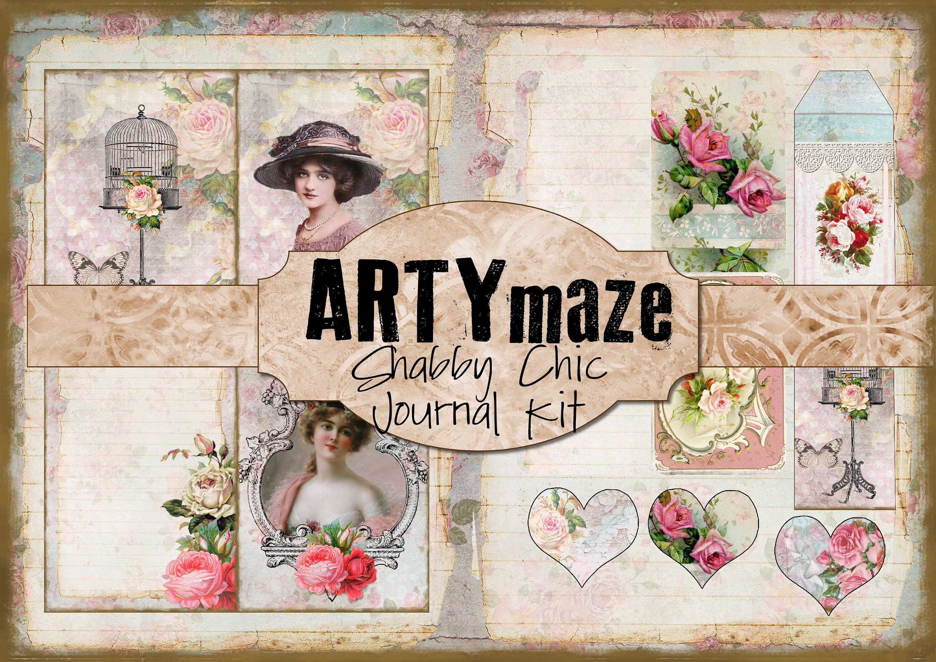 SHABBY CHIC Full Size Journal Kit INSTANT Download | Etsy