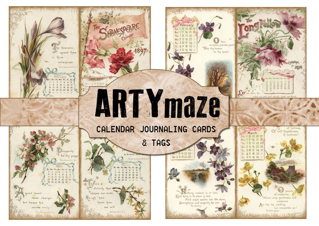 CALENDAR JOURNALING Cards/tags SET 1 January - April - Etsy