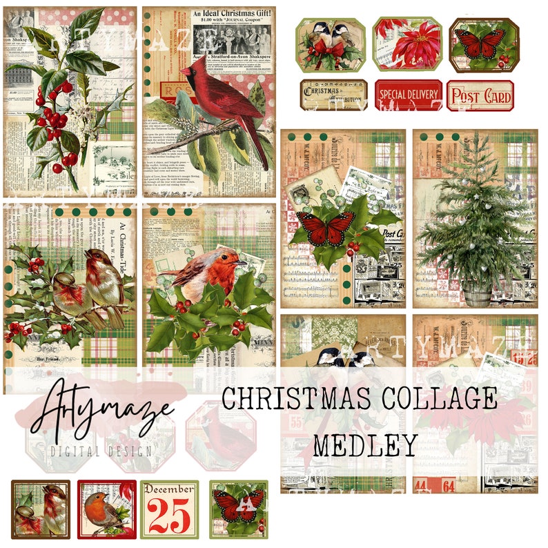 CHRISTMAS COLLAGE MEDLEY, Christmas Printable,christmas Digital ...