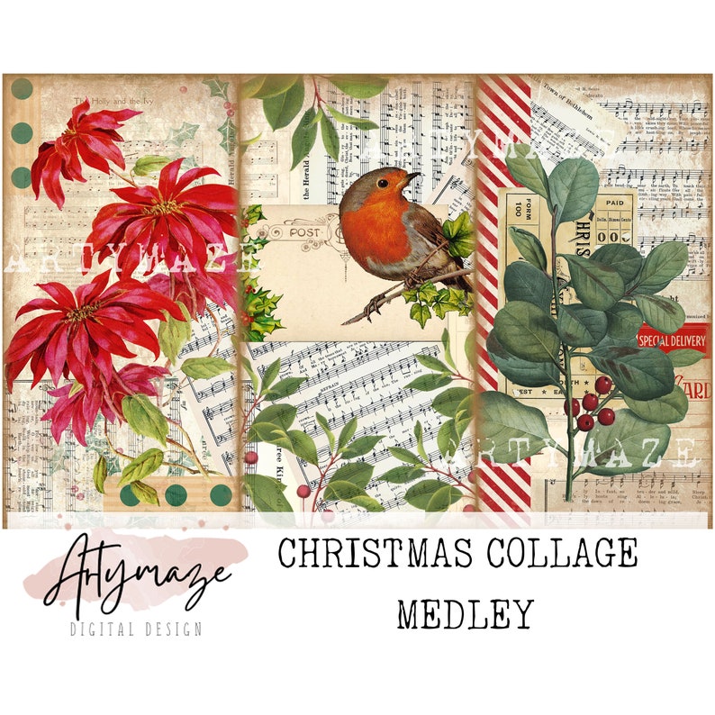 CHRISTMAS COLLAGE MEDLEY, Christmas Printable,christmas Digital ...