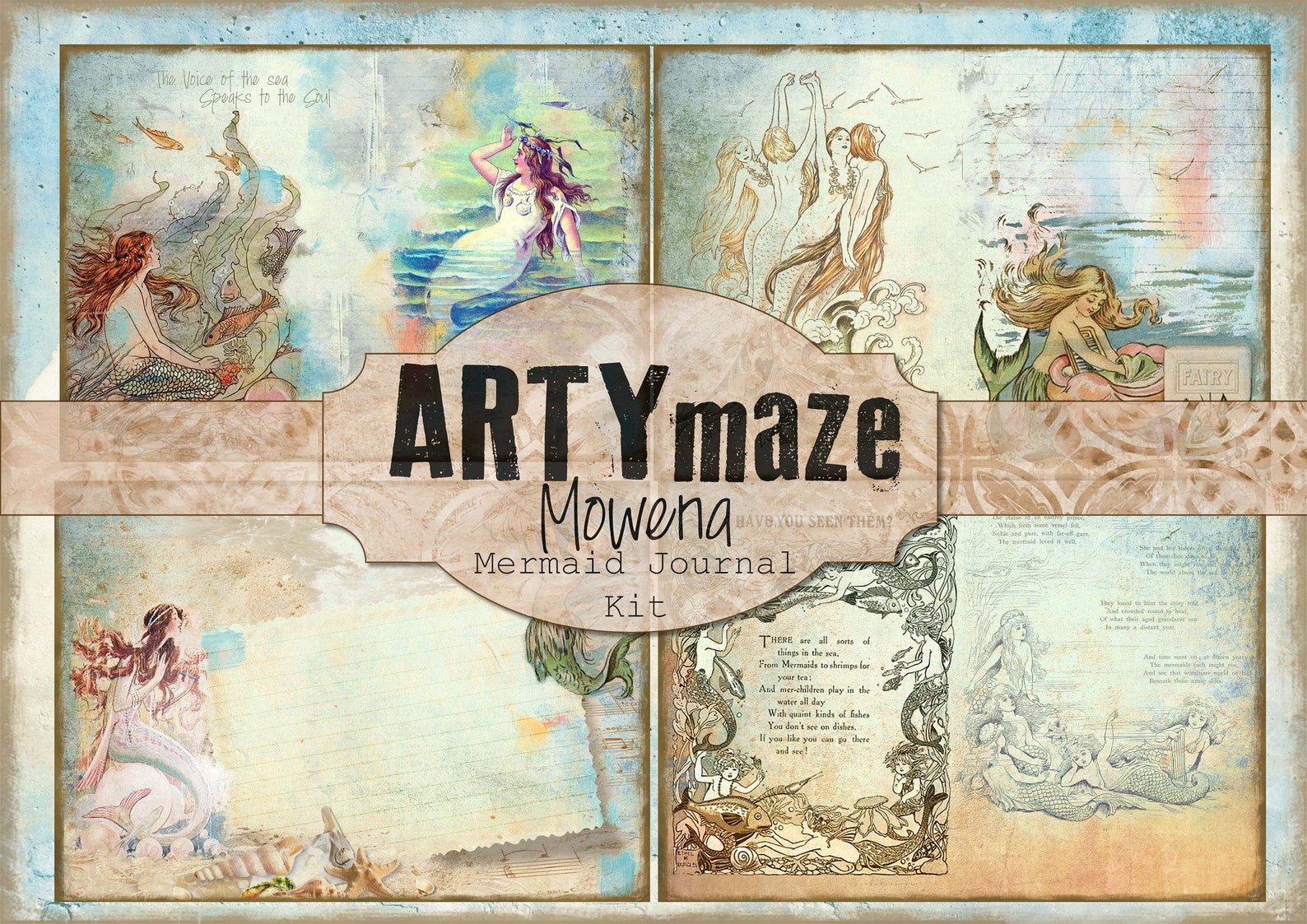 MOWENA MERMAID Themed Full Size Journal Kit INSTANT Download | Etsy UK