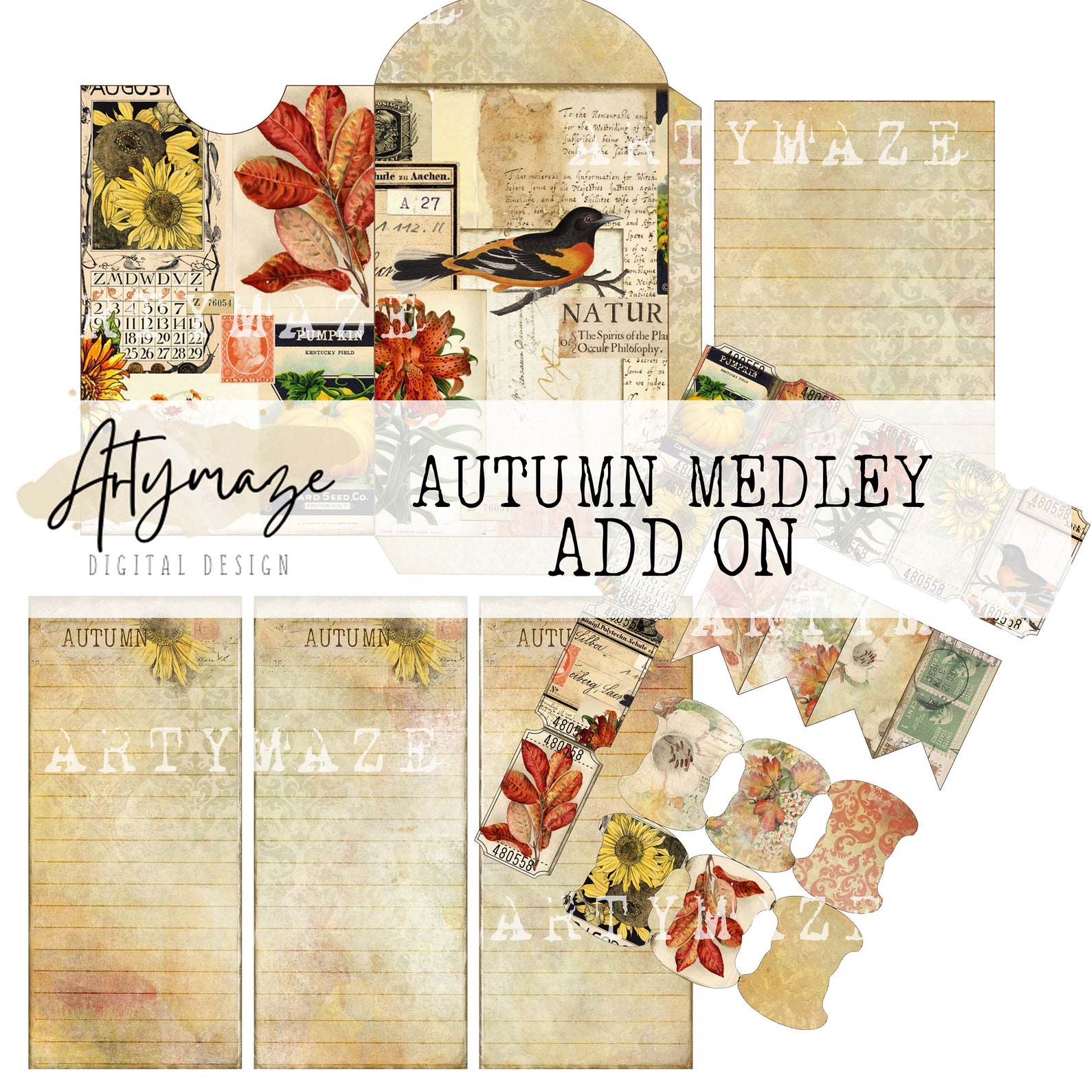 AUTUMN MEDLEY Add on Journal Kit | Etsy UK