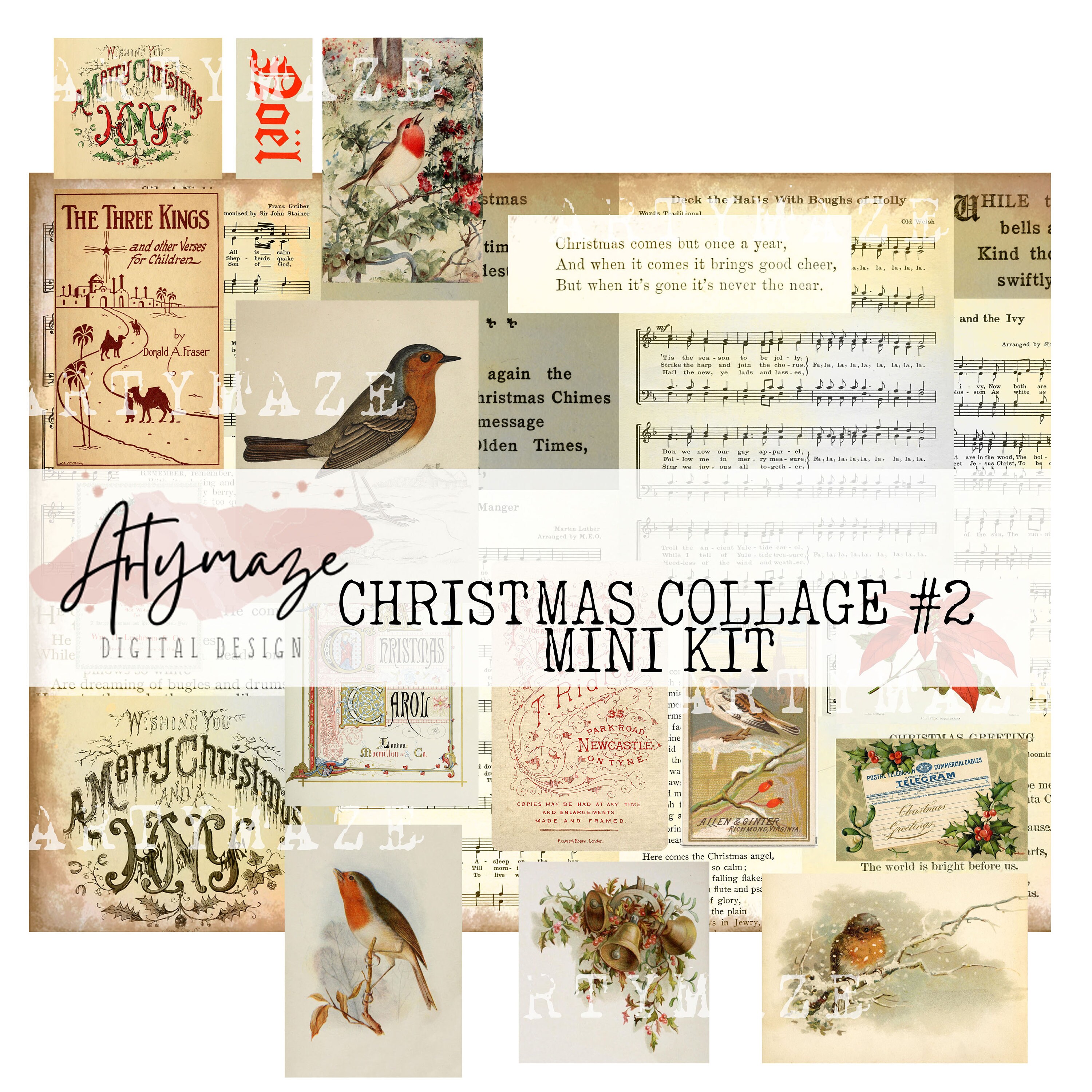 CHRISTMAS COLLAGE MINI Kit & More - Etsy