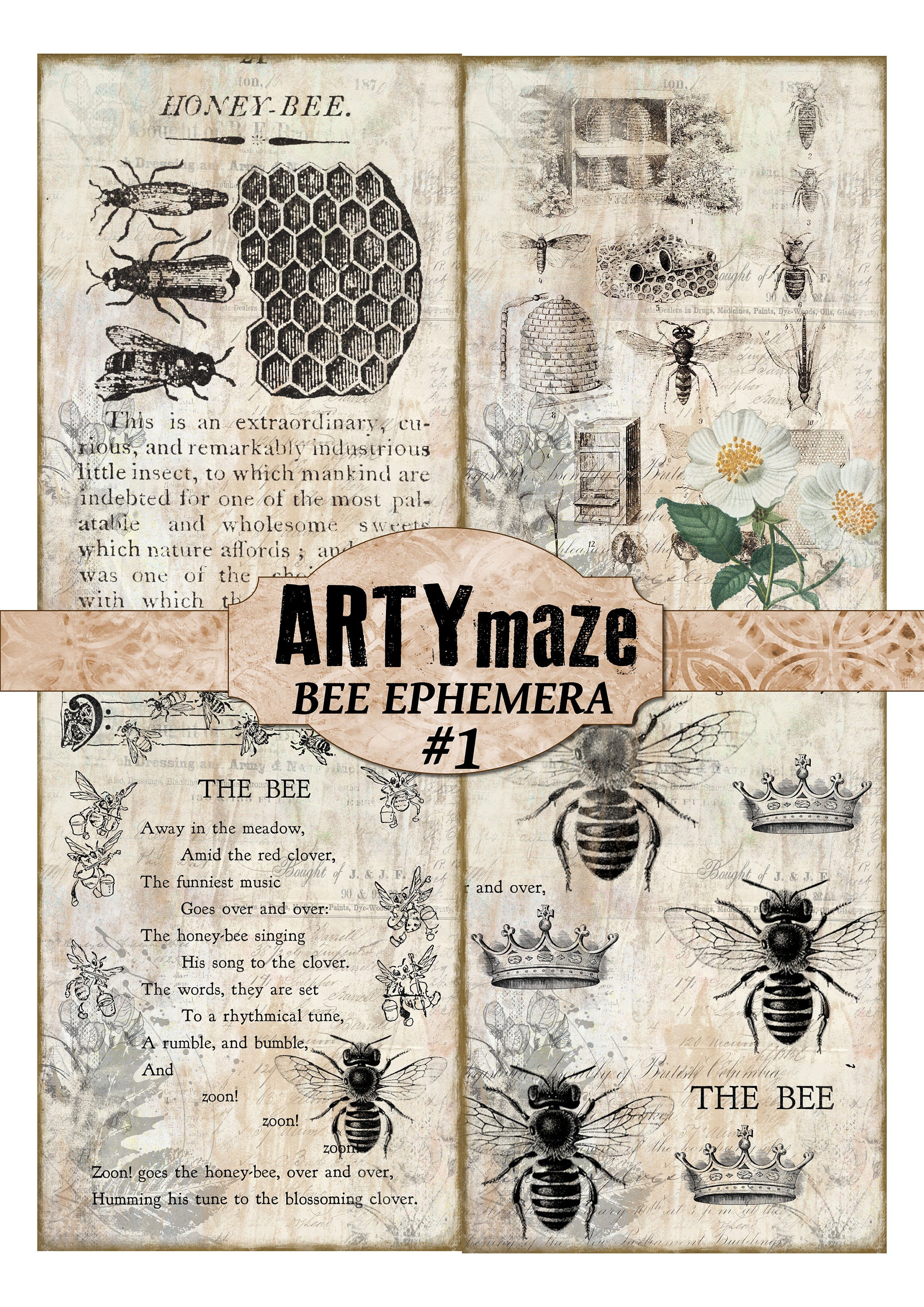 BEE THEMED JOURNALING Cards/ephemera | Etsy