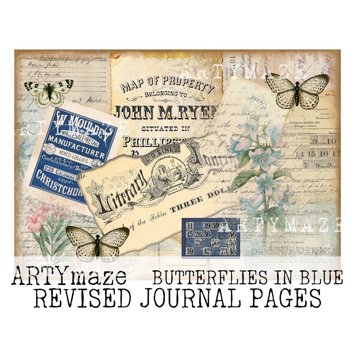 BUTTERFLIES in BLUE Full Size Journal Pages Revised Edition - Etsy
