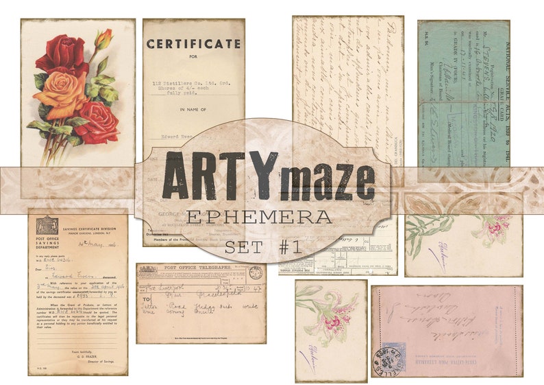 EPHEMERA SET 1 - Etsy UK
