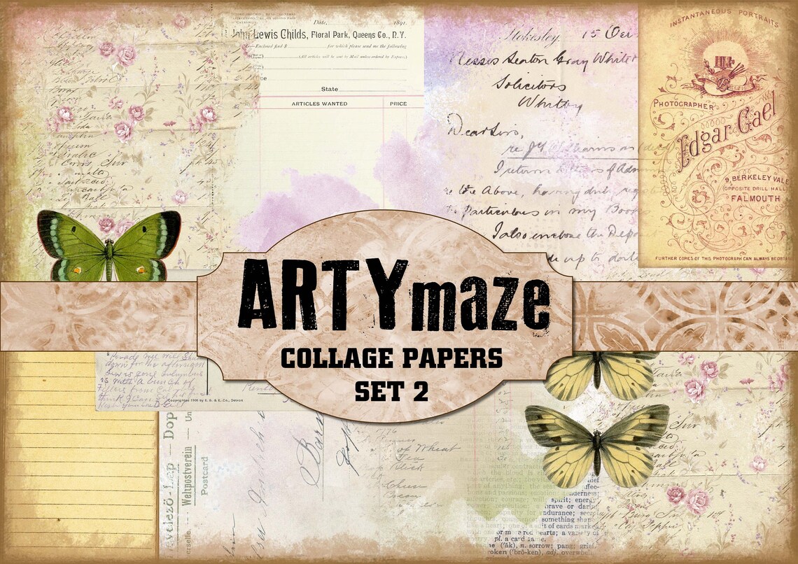 Artymaze PRINTABLE COLLAGE SHEETS. Set 2 Plus Bonus Background | Etsy