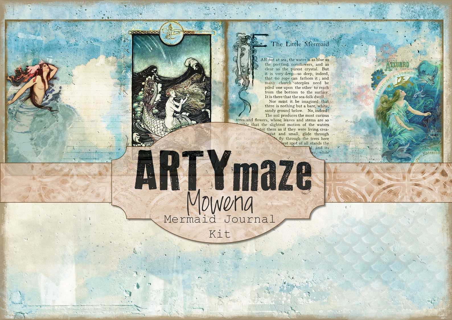 MOWENA MERMAID Themed Full Size Journal Kit INSTANT Download Artymaze ...