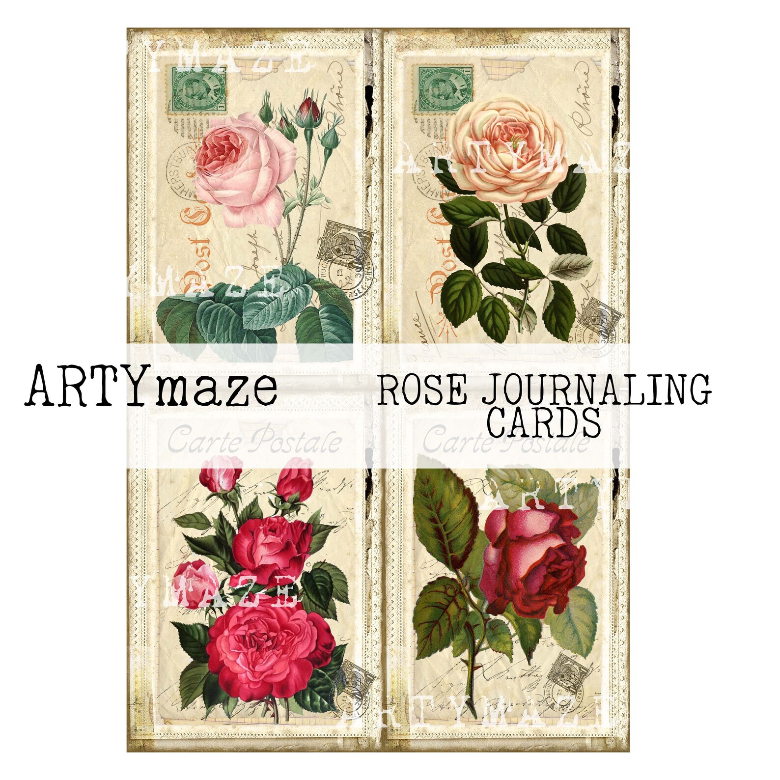ROSE Themed Postcards & Journaling Cards | Etsy