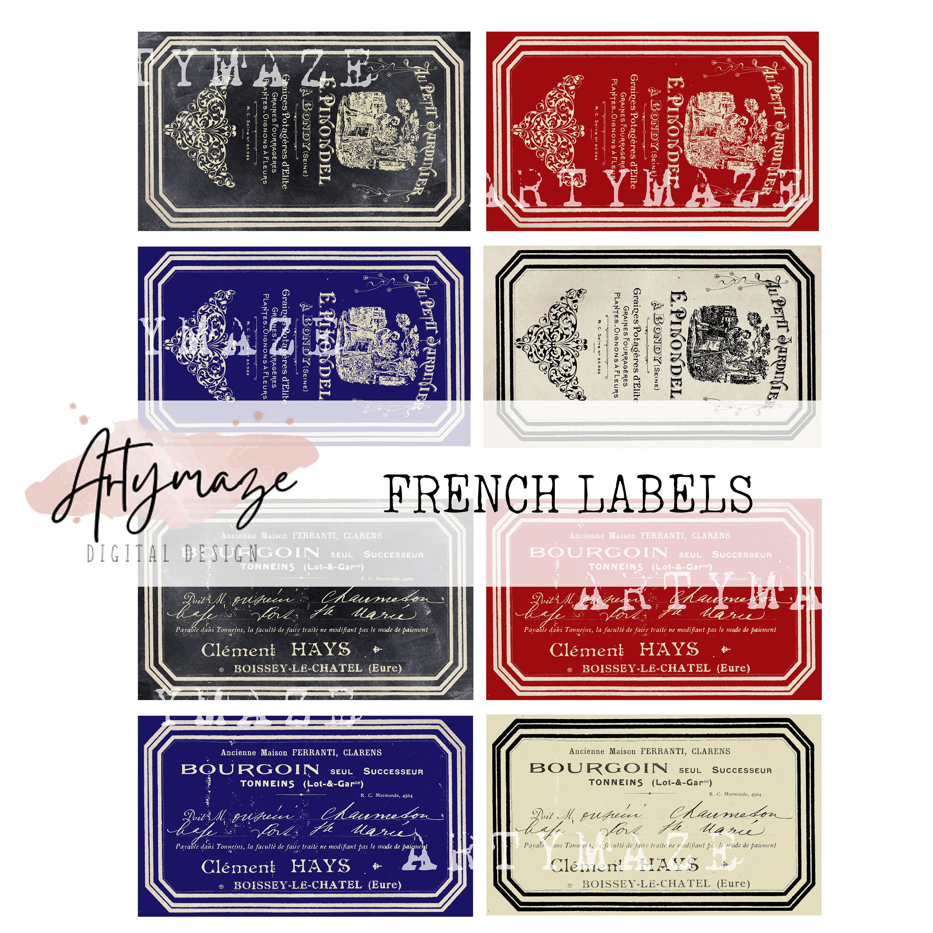 FRENCH EPHEMERA LABELS Script Labels Fussycuts Vintage - Etsy