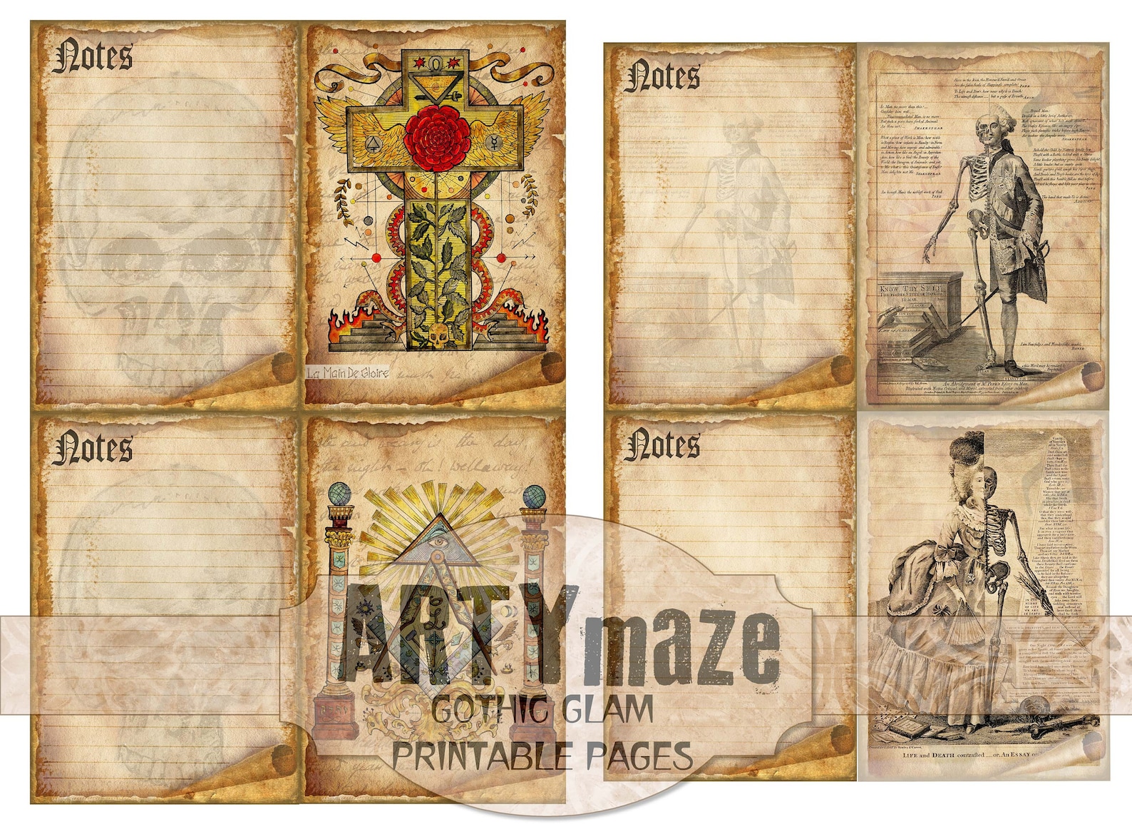 Artymaze GOTHIC GLAM Themed Printable Pages INSTANT Download - Etsy
