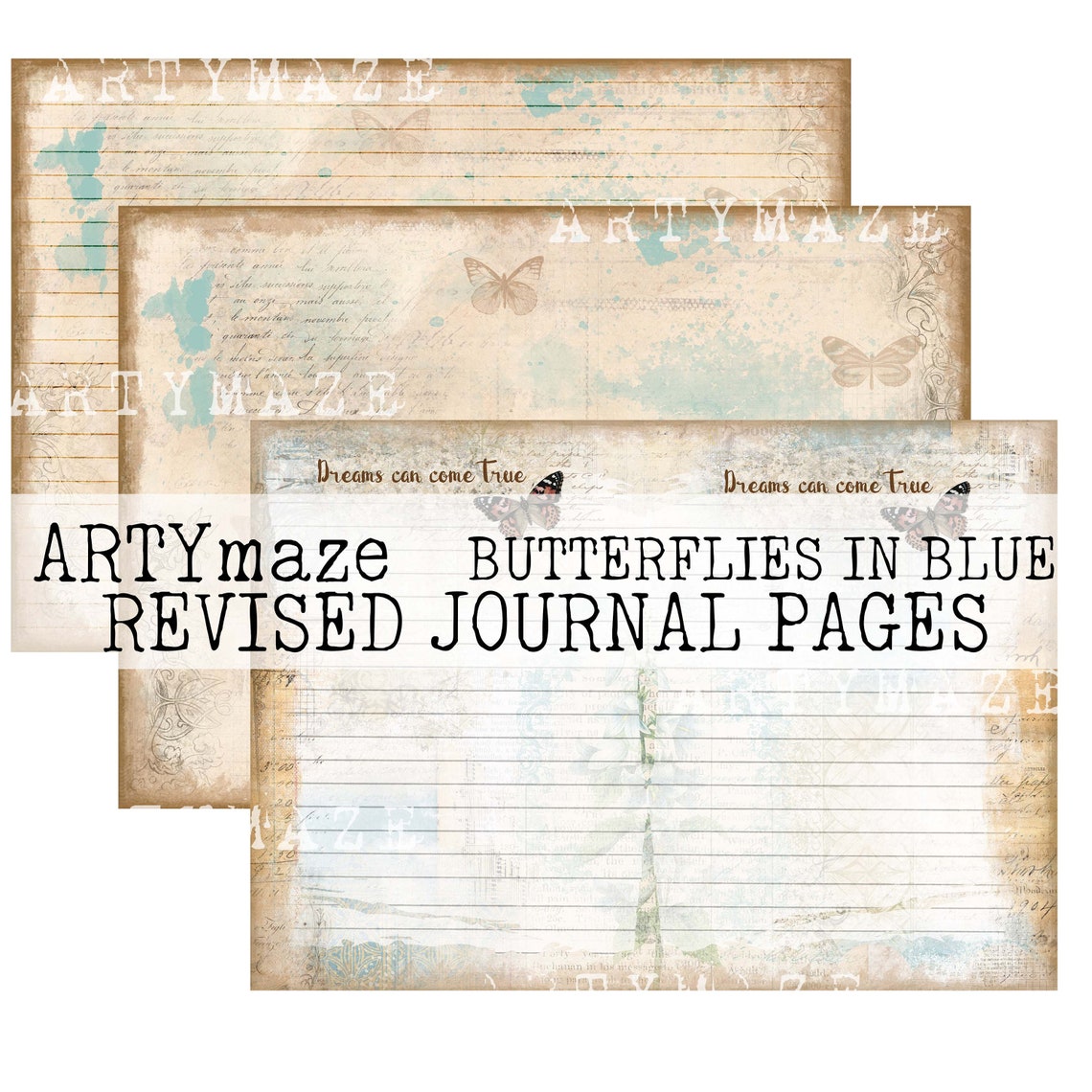 BUTTERFLIES in BLUE Full Size Journal Pages Revised Edition - Etsy