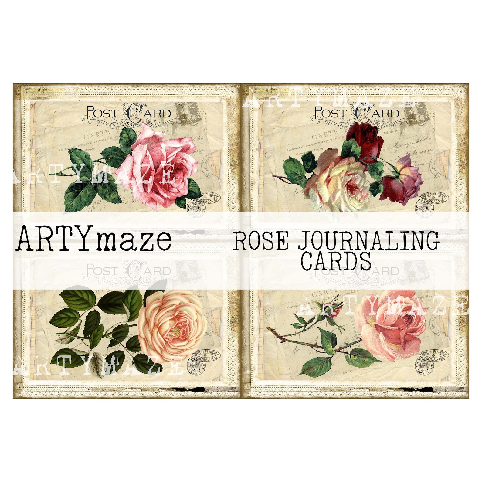 ROSE Themed Postcards & Journaling Cards | Etsy