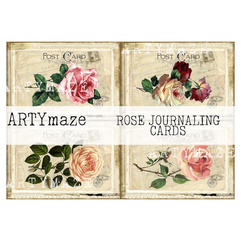 ROSE Themed Postcards & Journaling Cards - Etsy