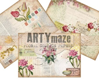 FERN & MUSHROOM COLLAGE Papers With Extras A4 Instant Download | Etsy UK