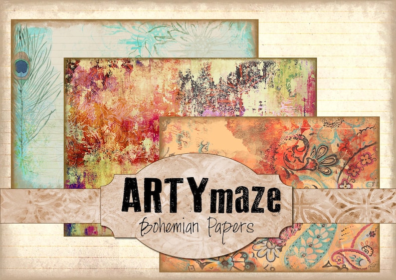 BOHEMIAN STYLE papers full size A4 INSTANT Download | Etsy