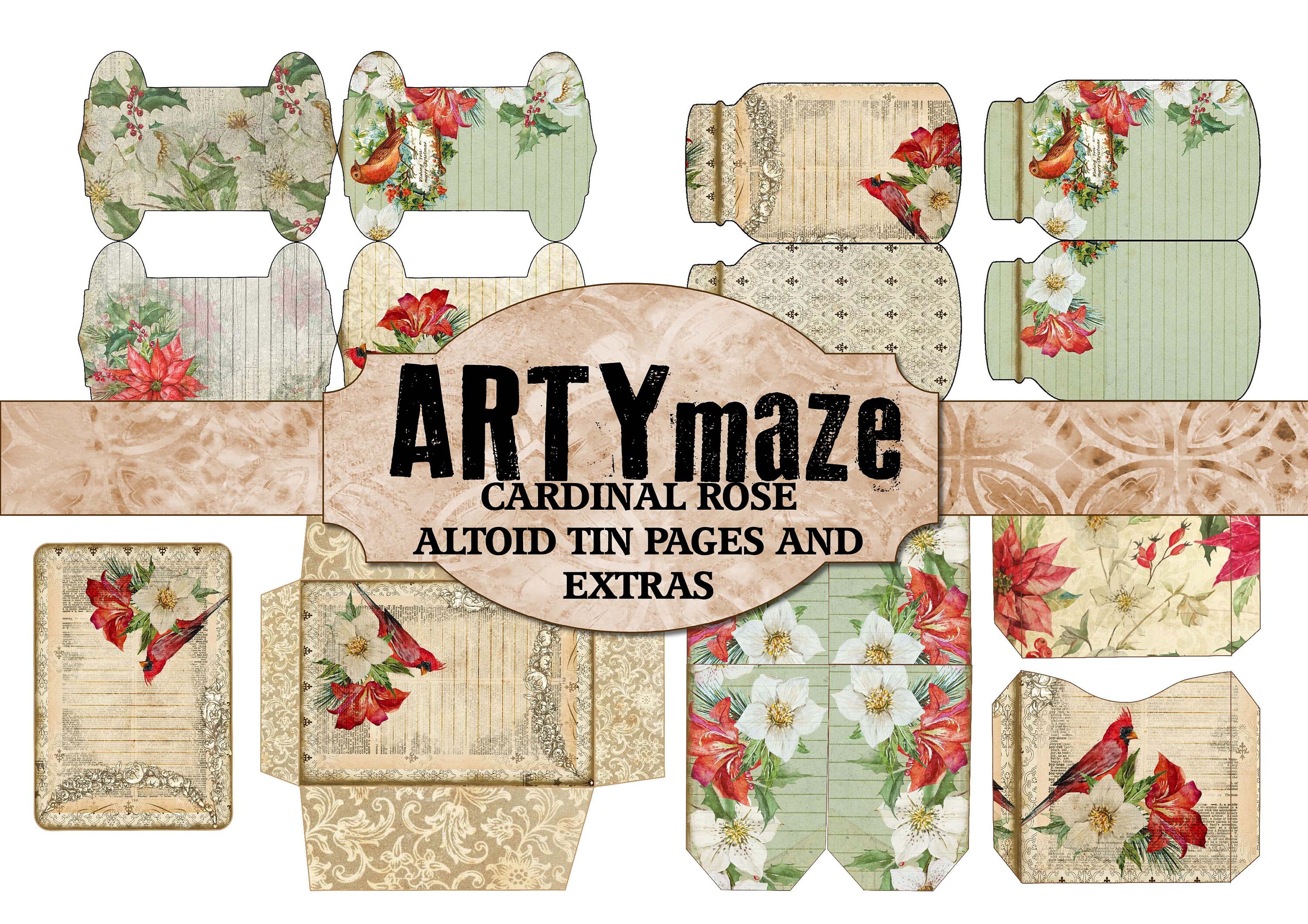 Printable Kit for an ALTERED ALTOID TIN Cardinal Rose - Etsy