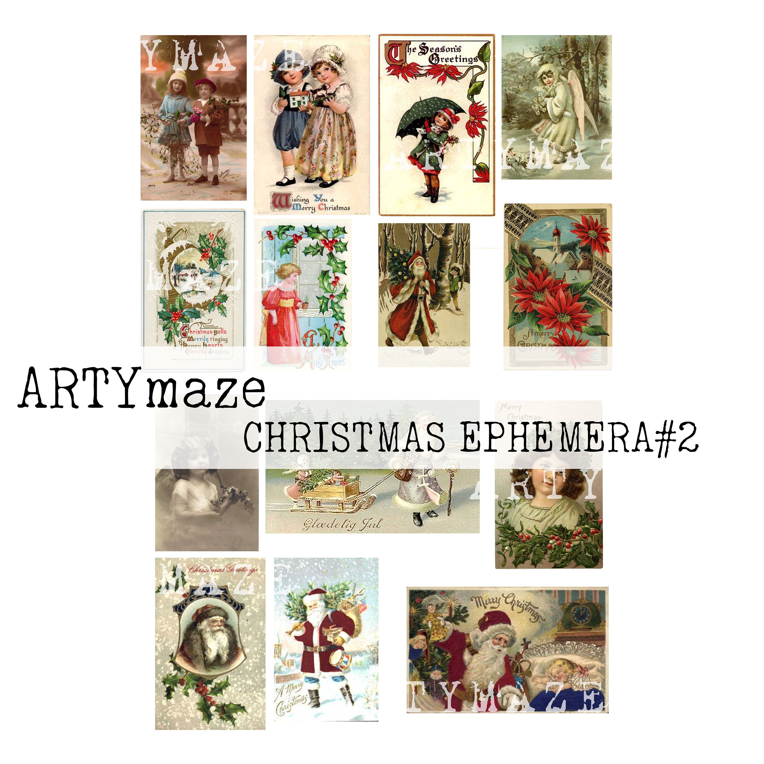 CHRISTMAS EPHEMERA 2 Various Sizes - Etsy