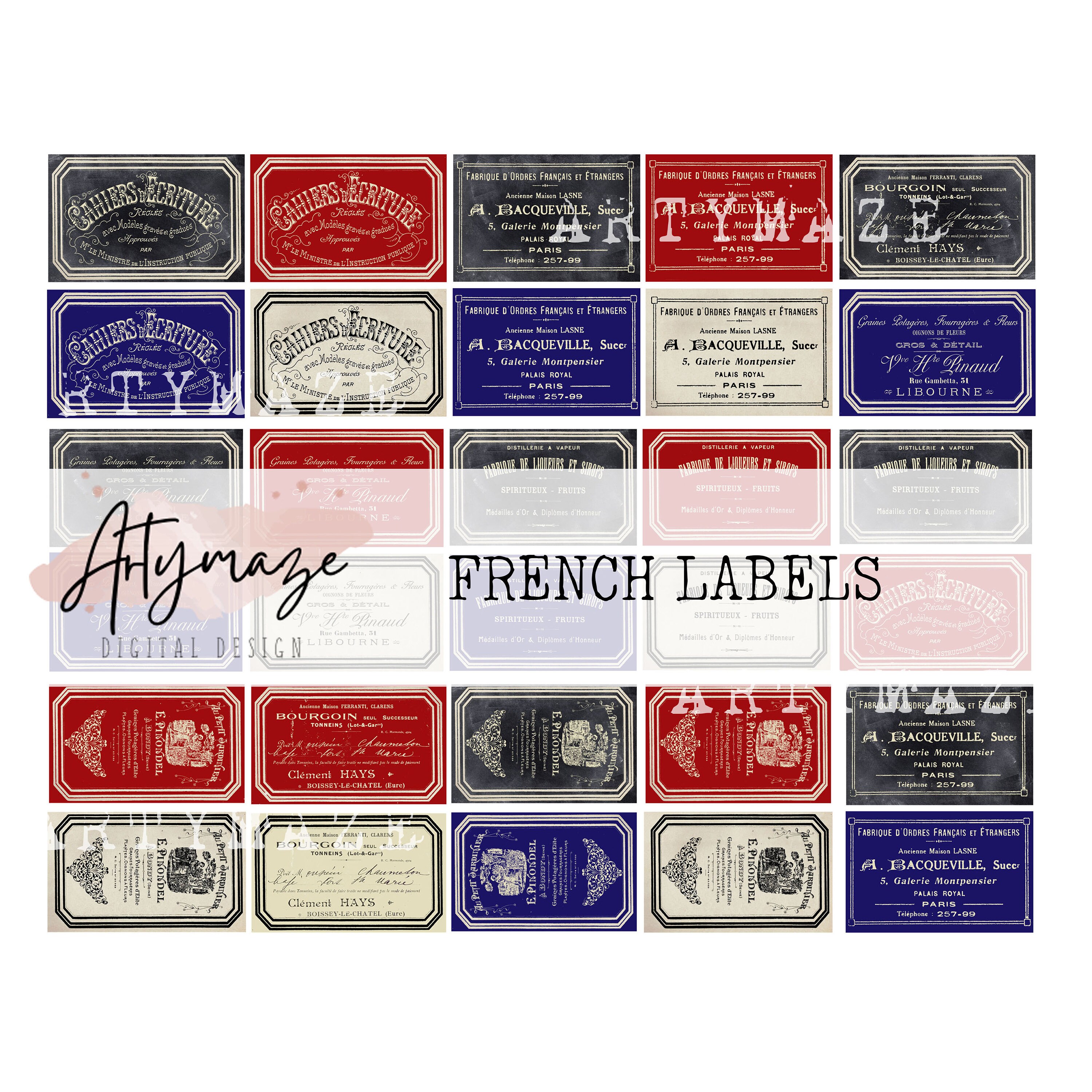 FRENCH EPHEMERA LABELS Script Labels Fussycuts Vintage - Etsy