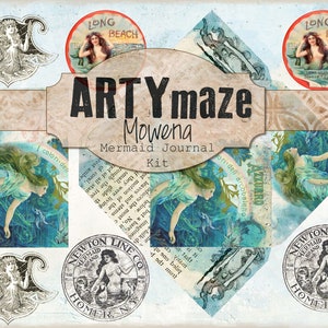MOWENA MERMAID Themed Full Size Journal Kit INSTANT Download Artymaze ...
