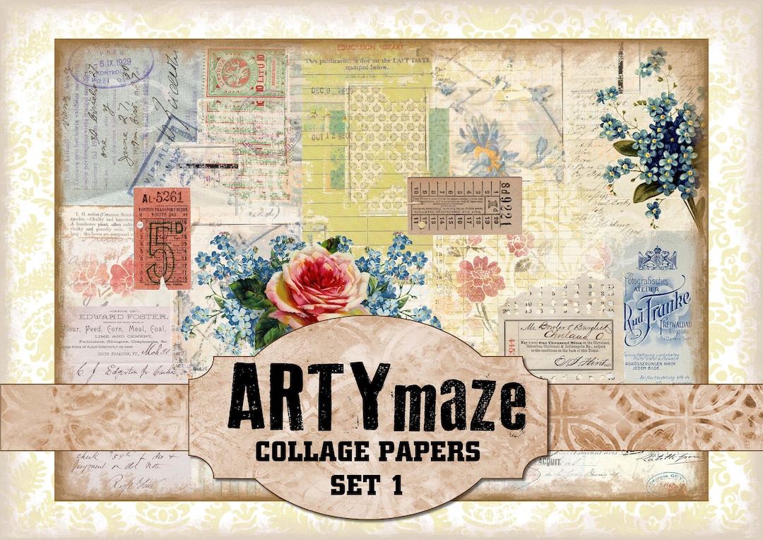 PRINTABLE COLLAGE SHEETS. Plus Bonus Background Pages Artymaze - Etsy