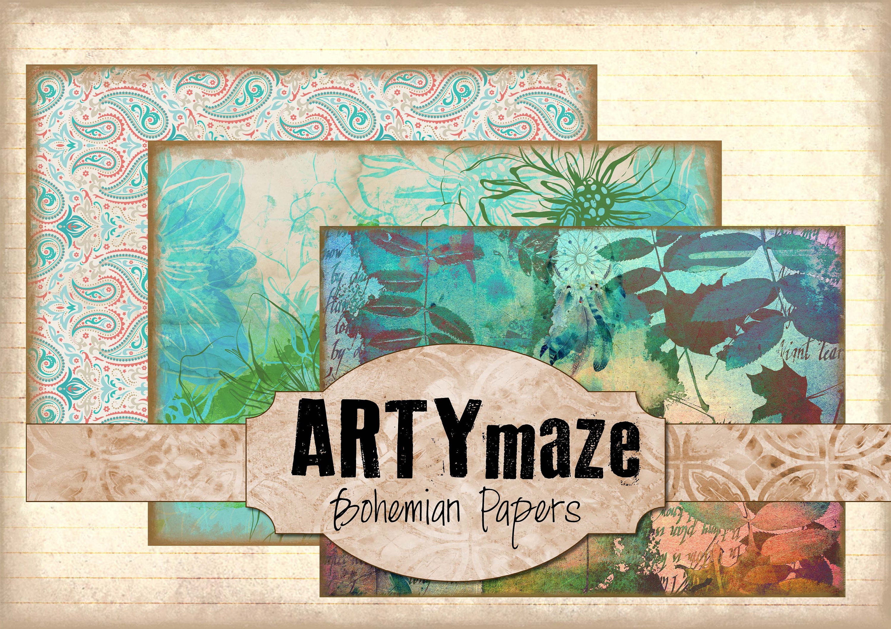 BOHEMIAN STYLE papers full size A4 INSTANT Download | Etsy