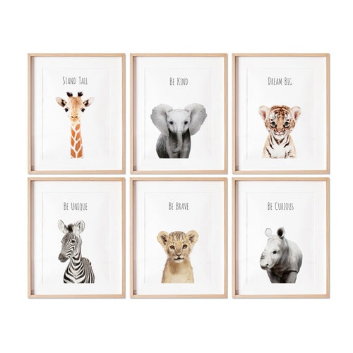 Safari Nursery Prints Set of 6 Jungle Animal Prints Baby - Etsy