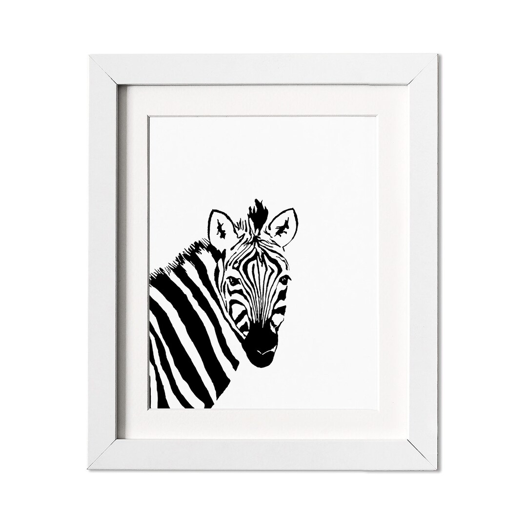Zebra Print Black and White Nursery Wall Art Monochrome - Etsy