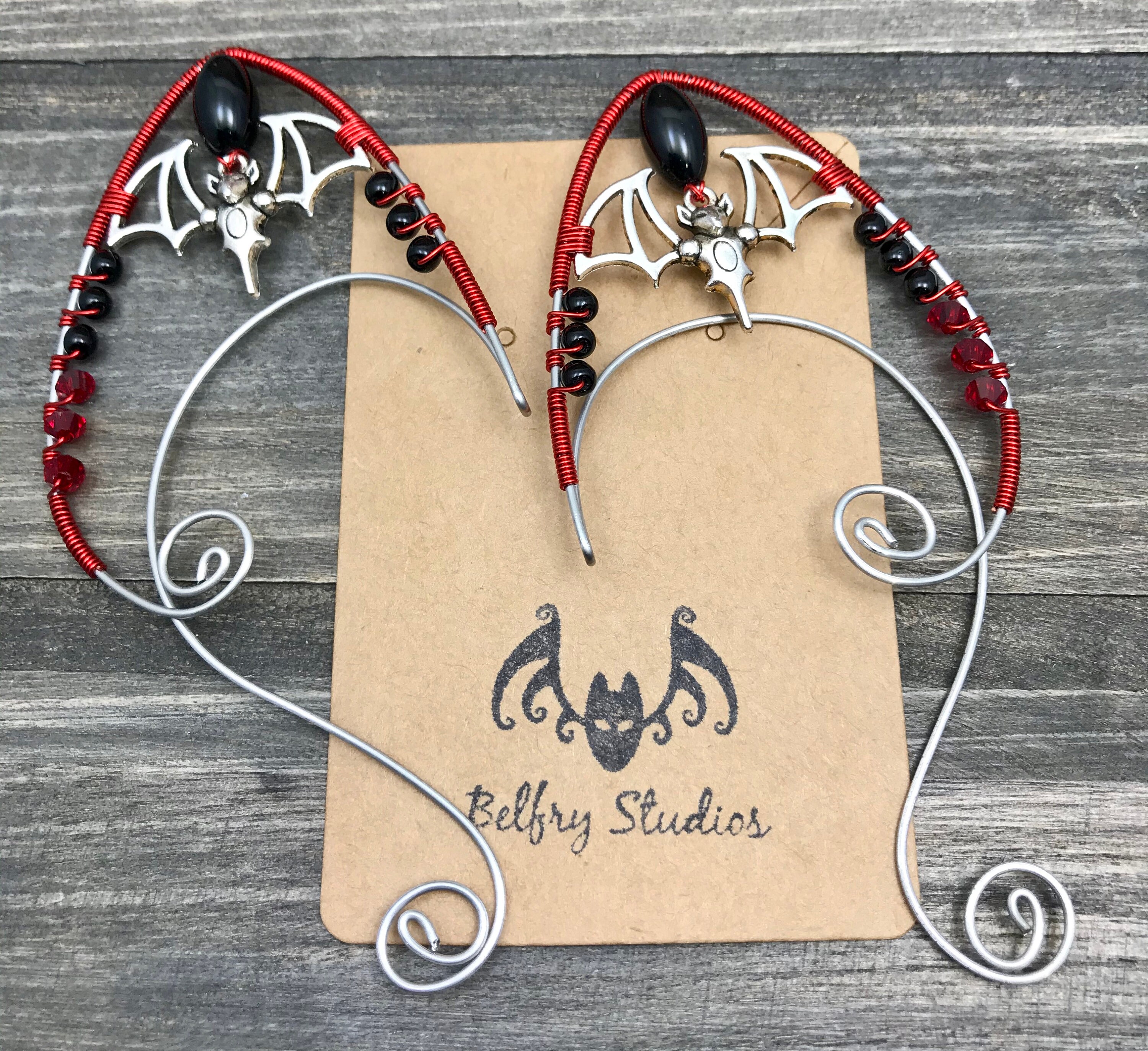 Bat W/ Glass Ear Cuffs Pair Fae Elf Fairy Elven Ears LARP Cosplay Role ...