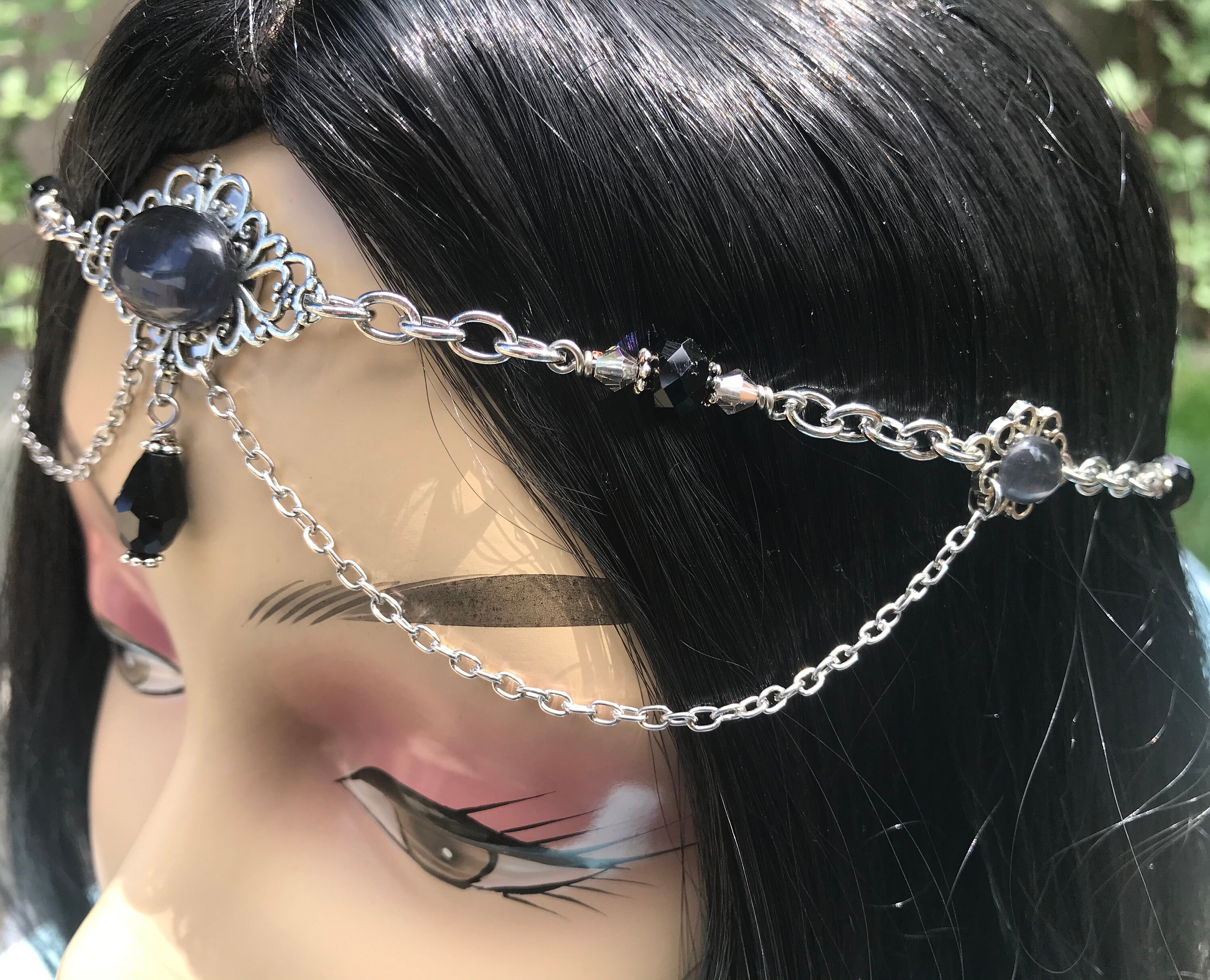 Glass Cats Eye Beaded Circlet ~ Fantasy Midieval Cosplay Head Piece ...