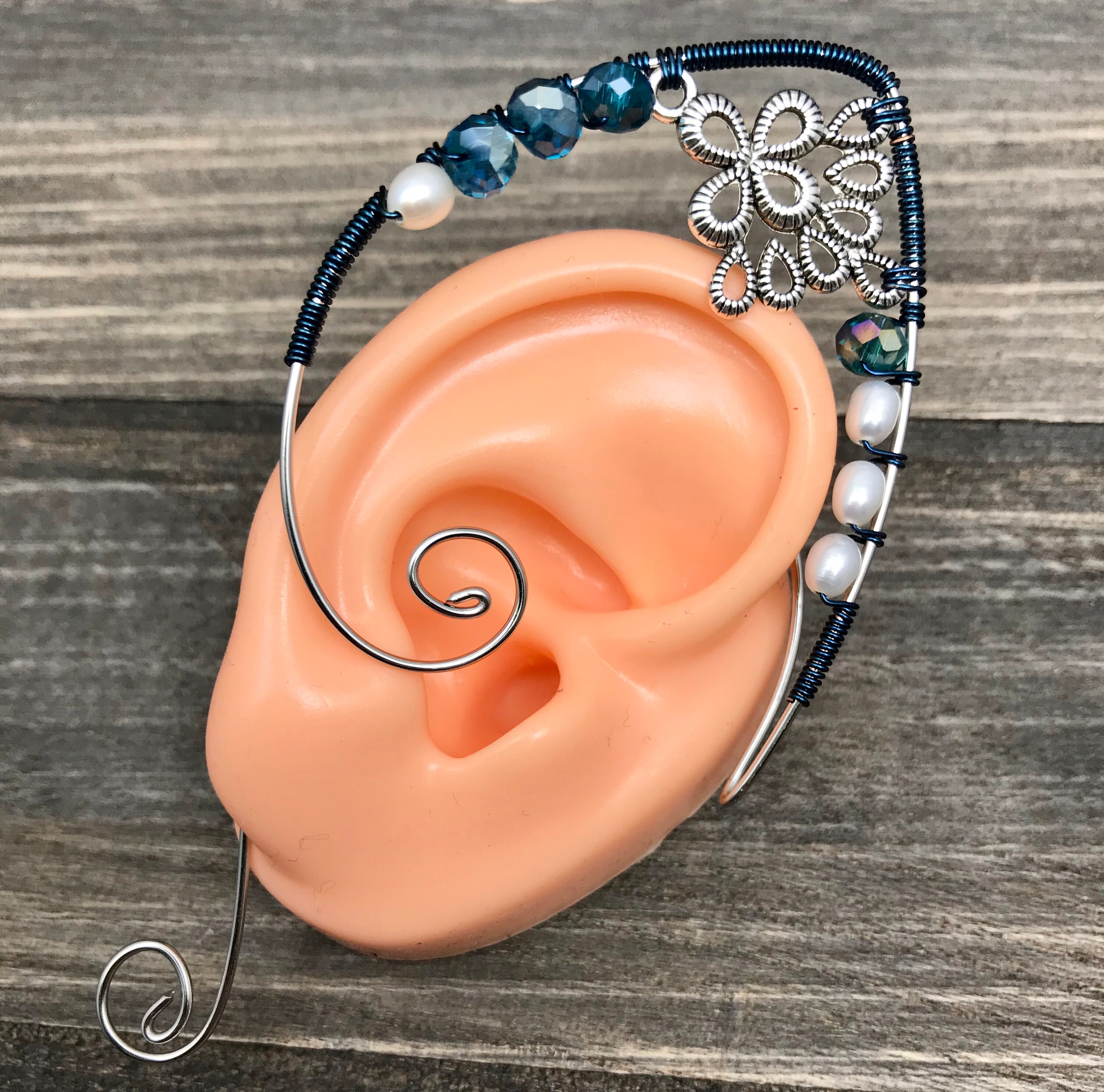 Swirly Freshwater Pearl Ear Cuffs Pair Fae Elf Fairy Elven Ears LARP ...