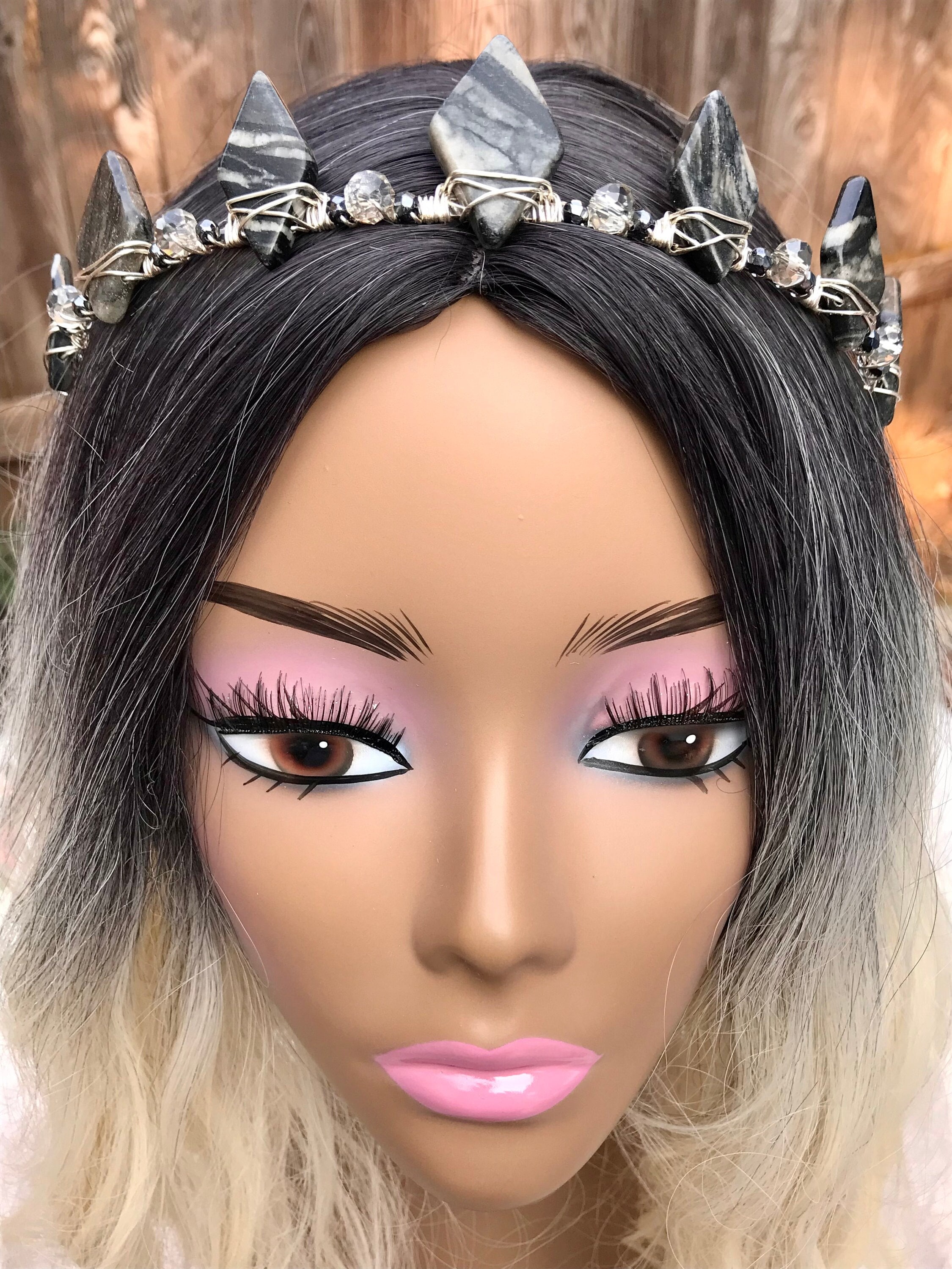 Stone and Glass Head Band Elven Tiara Circlet LARP Elfin Crown Cosplay ...