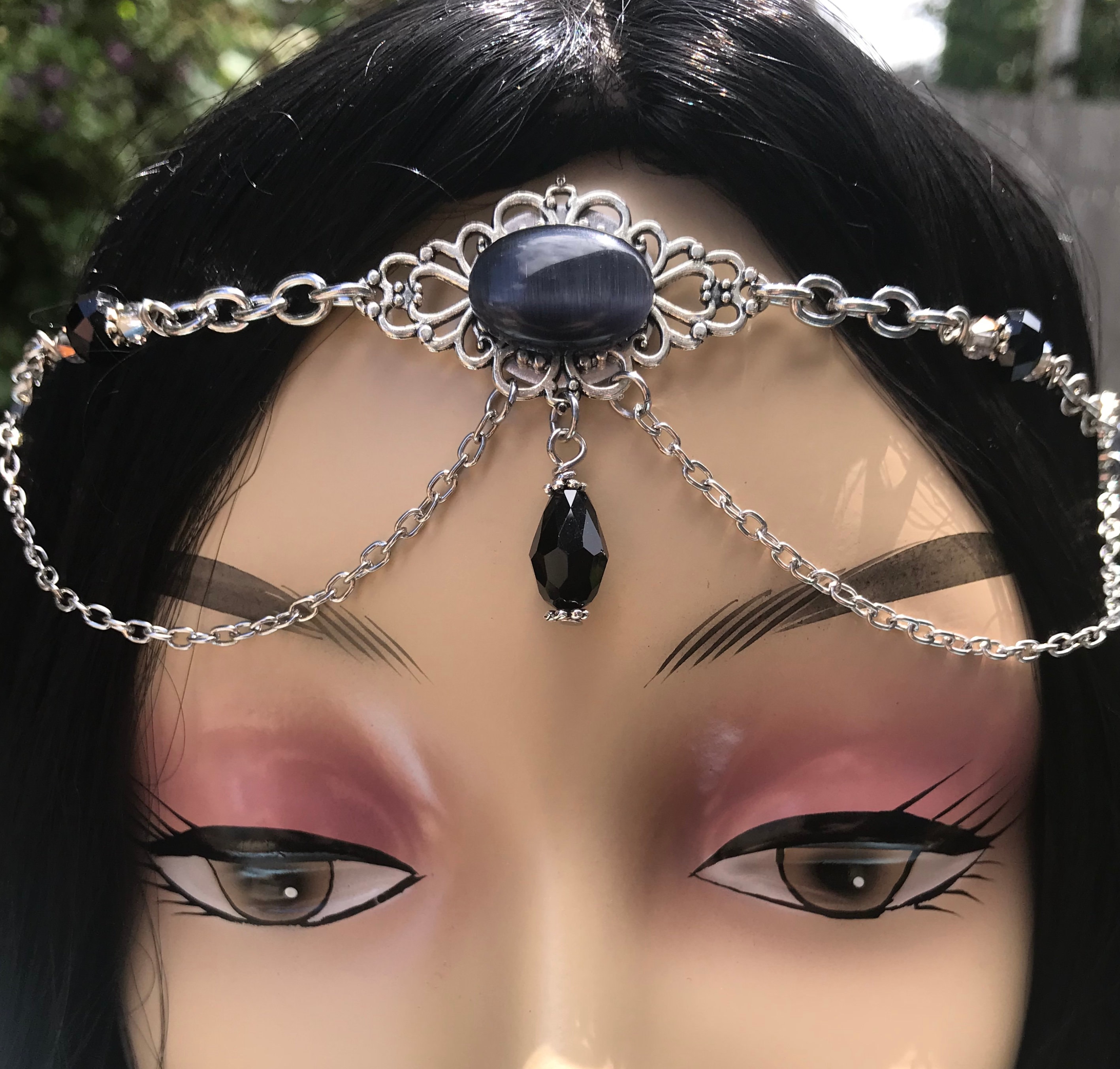Glass Cats Eye Beaded Circlet ~ Fantasy Midieval Cosplay Head Piece ...
