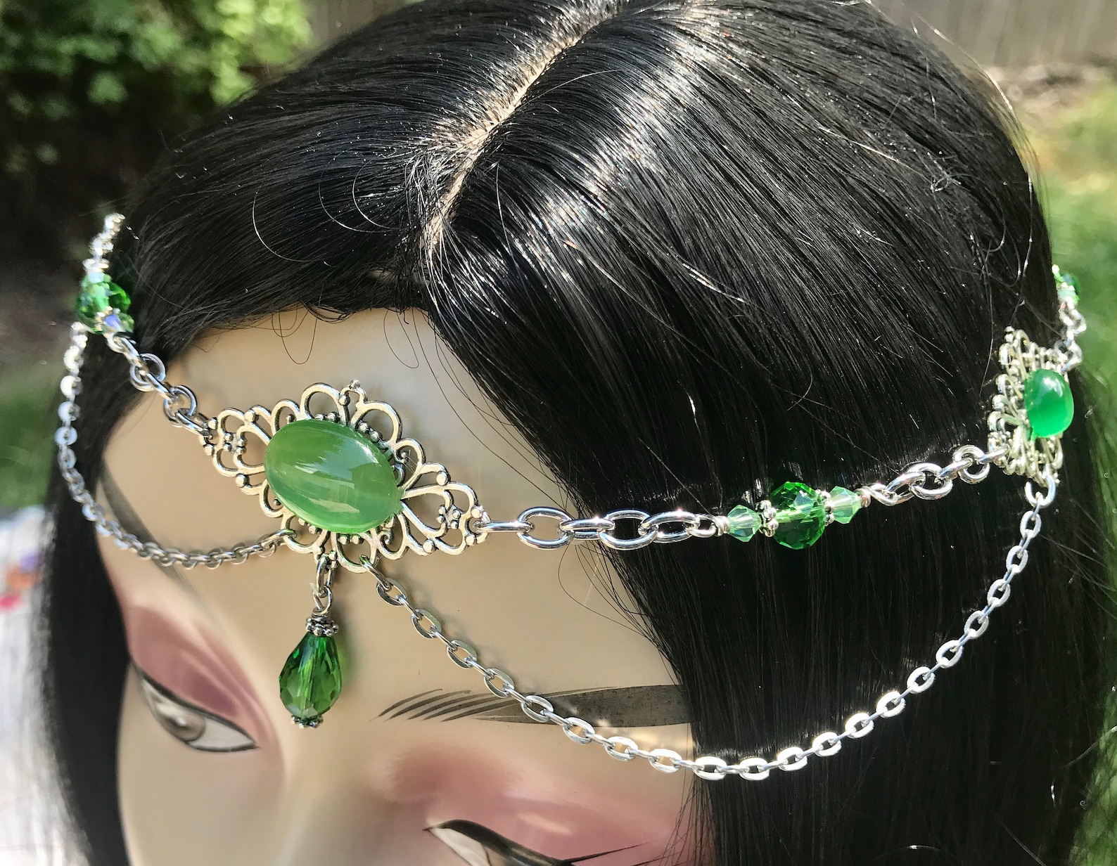 Glass Cats Eye Beaded Circlet ~ Fantasy Midieval Cosplay Head Piece ...