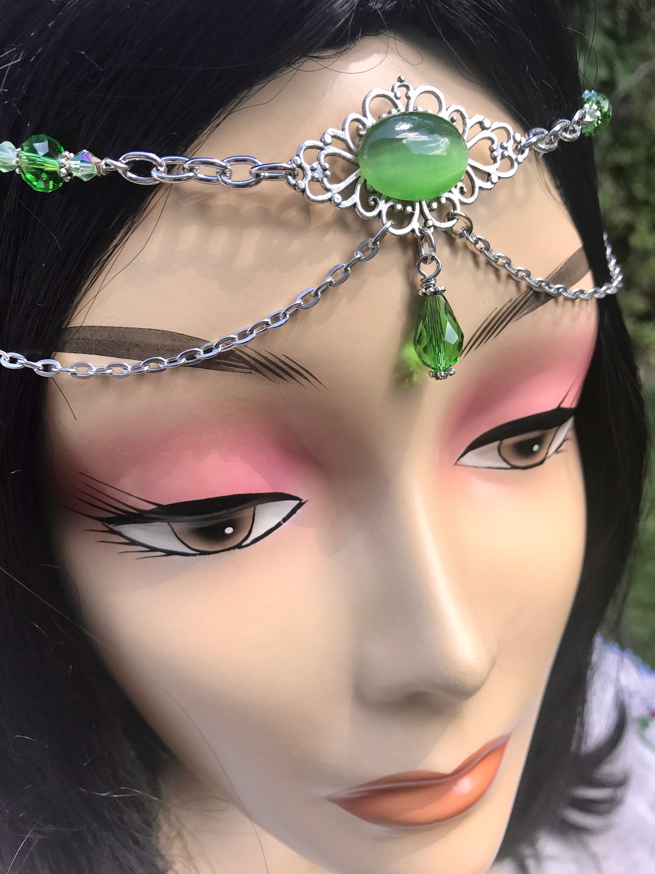 Glass Cats Eye Beaded Circlet ~ Fantasy Midieval Cosplay Head Piece ...