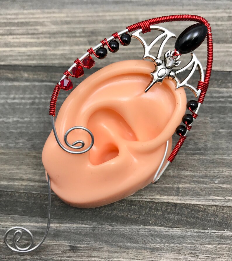 Bat W/ Glass Ear Cuffs Pair Fae Elf Fairy Elven Ears LARP Cosplay Role ...