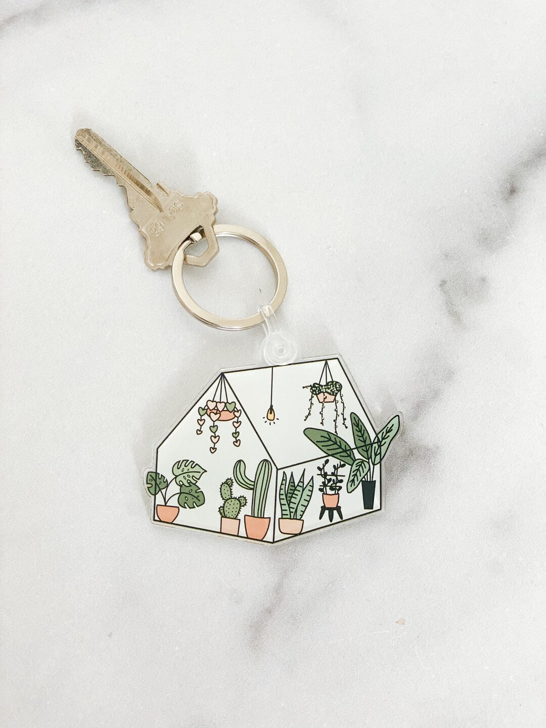 Greenhouse Keychain Terrarium Acrylic Keychain Plant Keychain Acrylic ...