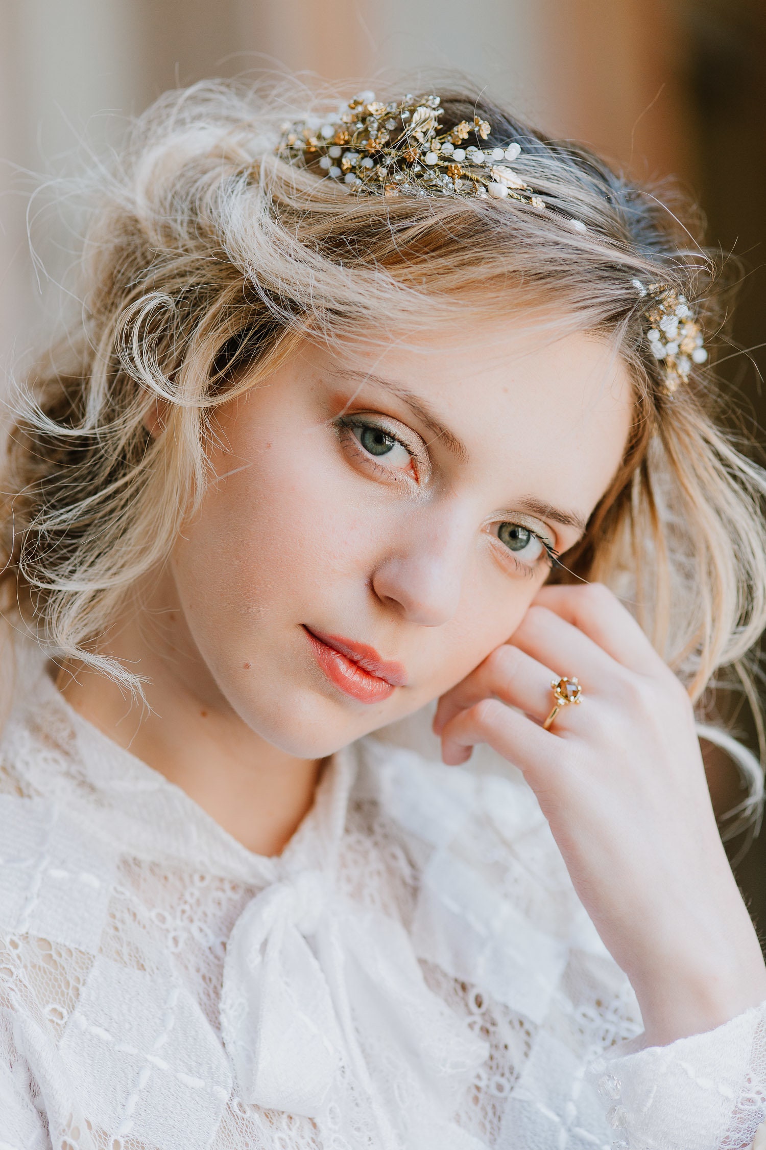 Isadora Gold Leaves and Flowers Crown Greek Ancient Inspired - Etsy