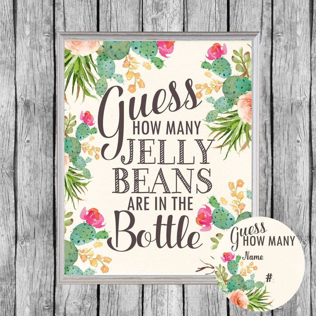 Guess How Many Jelly Beans Sign. Baby Shower Fiesta Game Sign 8x10 ...