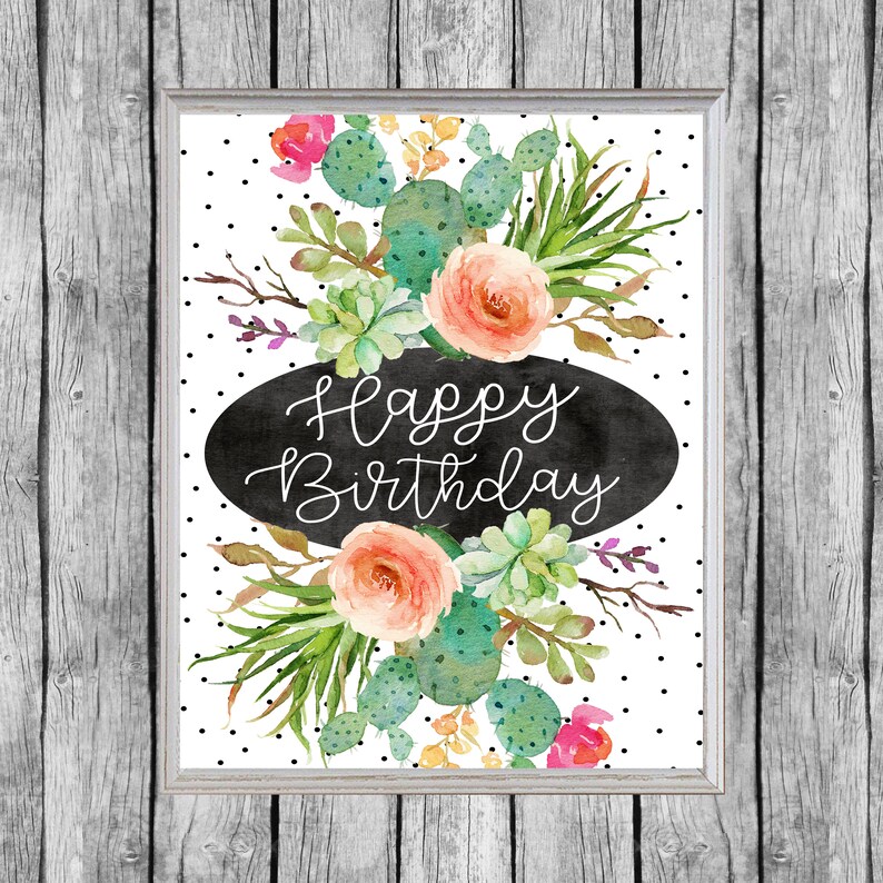 Printable Happy Birthday Sign 8x10 Happy Birthday Printable Etsy
